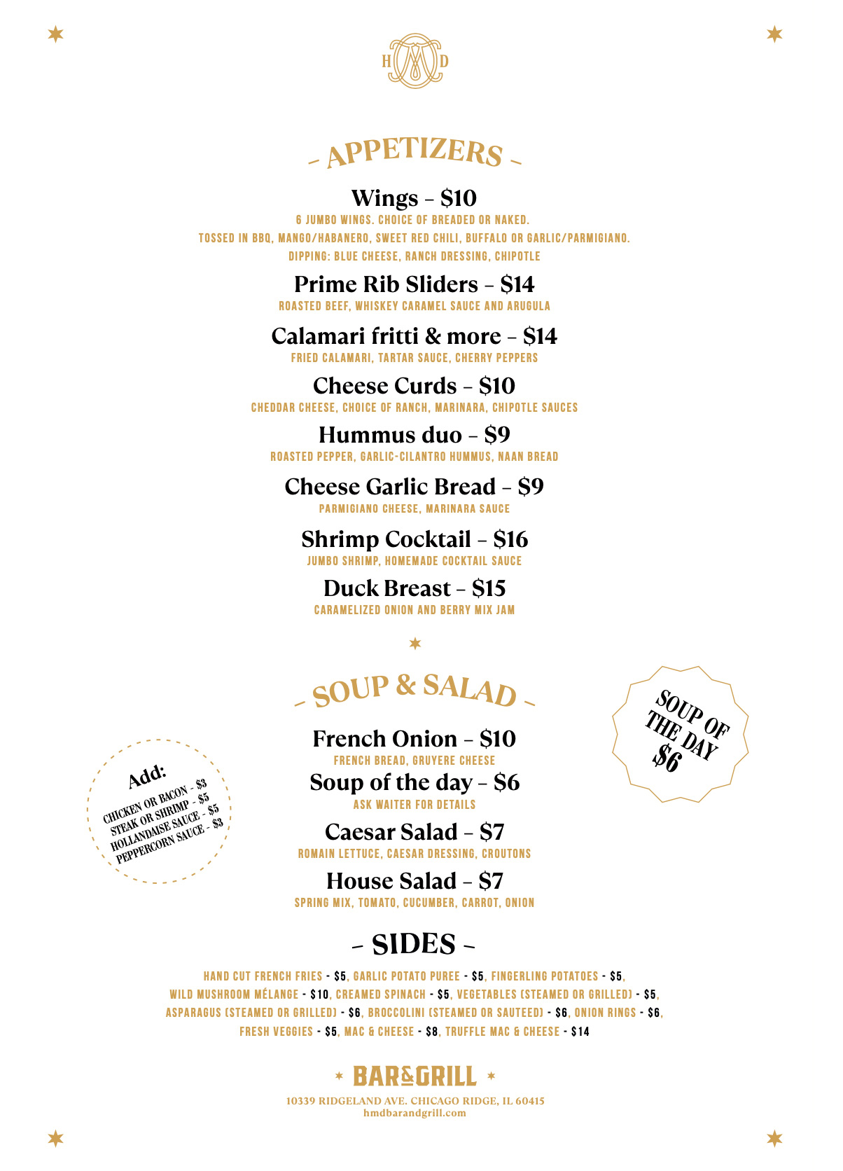 Menu — HMD Bar&Grill