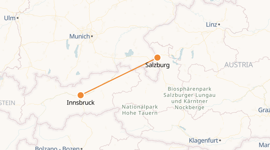 Salzburg to Innsbruck High-Speed OBB Train Tickets