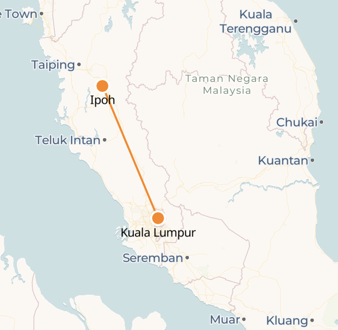 Kuala Lumpur to Ipoh Train Tickets, Timetable & Map