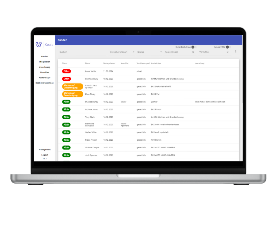 Koala | Software für Anbieter von Pflegehilfsmitteln