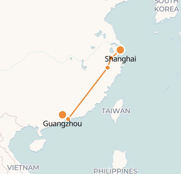 Guangzhou to Shanghai Train Map, Timetable & Tickets - ASIA TRAINS