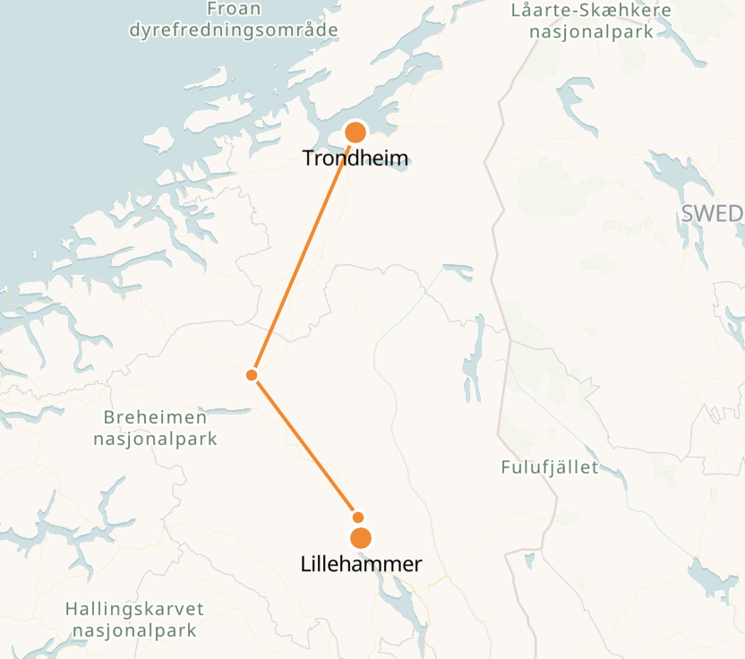 Lillehammer to Trondheim Train | Timetable & Tickets