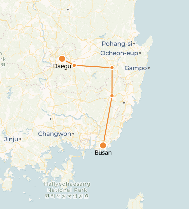 Busan to Daegu Train Schedule, Tickets & Rail Map