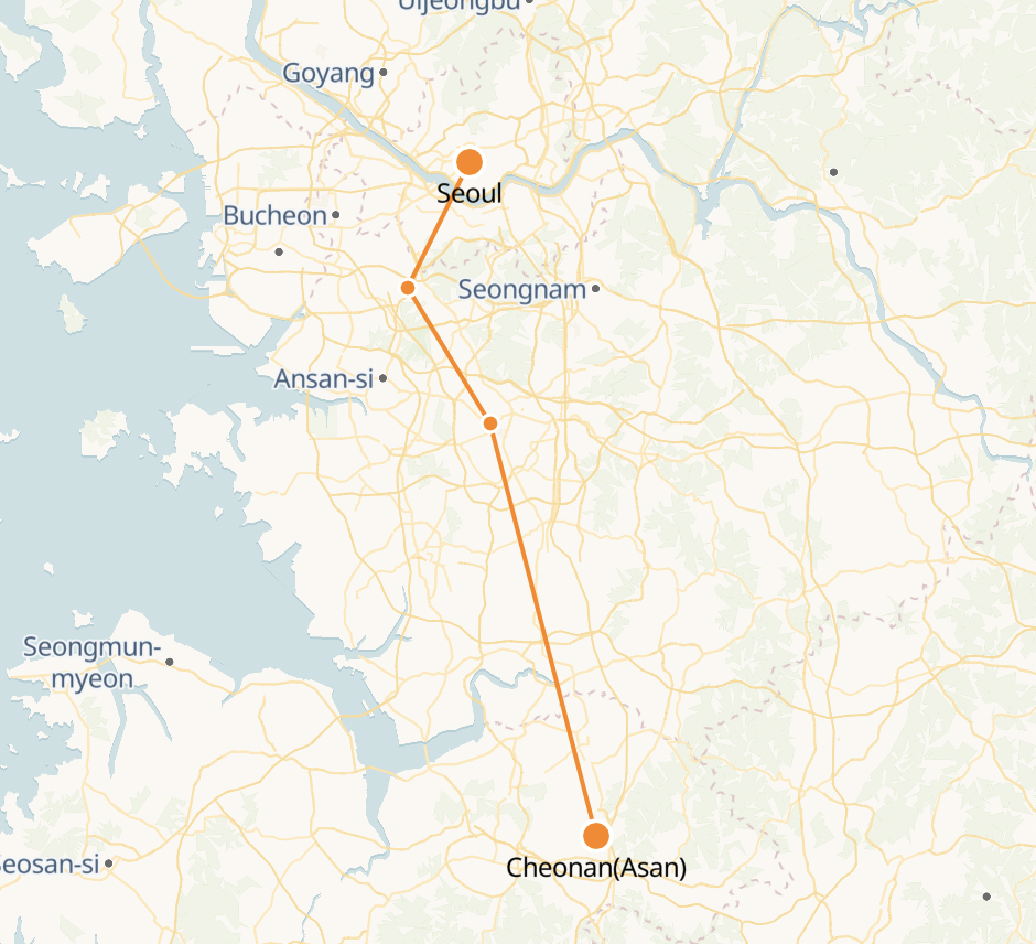 Cheonan (Asan) to Seoul Train - Tickets, Schedule & Map