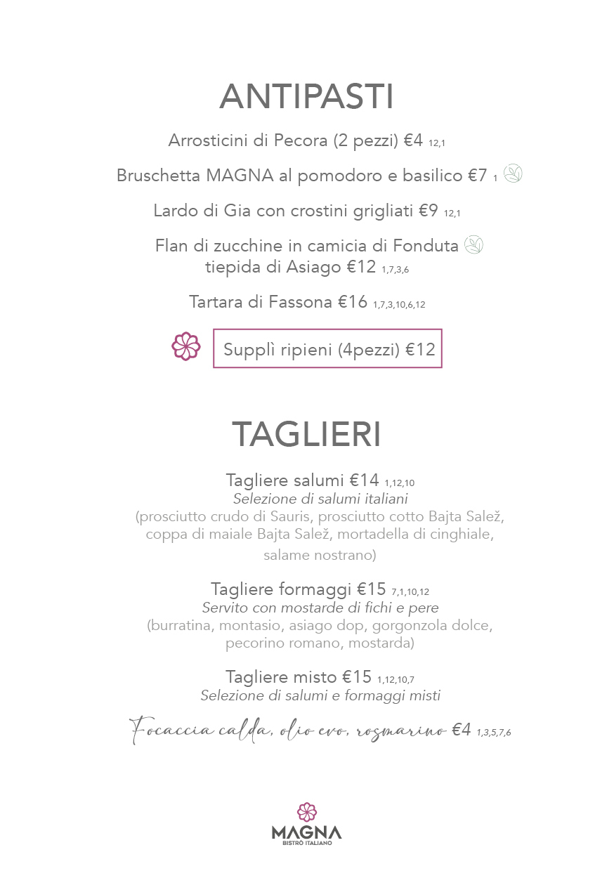 Menu MAGNA sfogliabile
