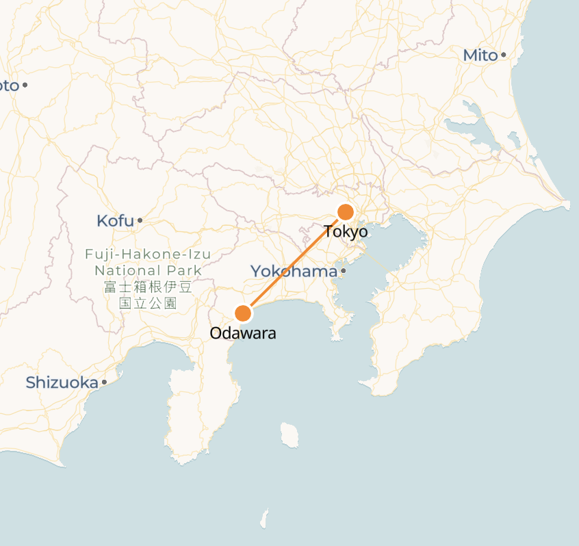 Tokyo to Odawara Train Map, Timetable & Tickets - ASIA TRAINS