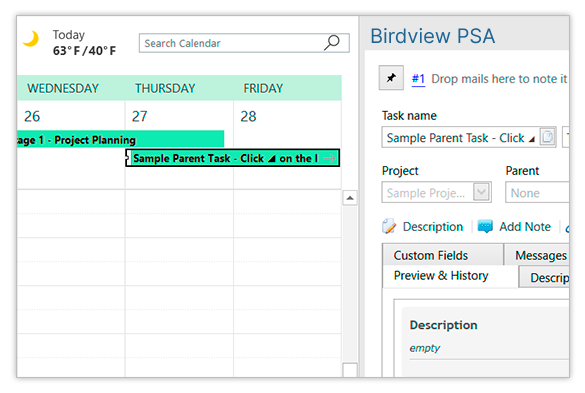 Birdview PSA Outlook Add-In for Desktop