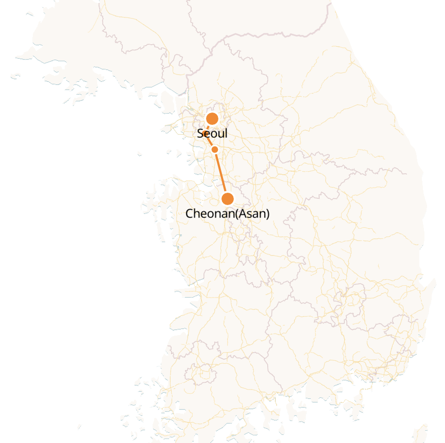 KTX Train Schedule | From Seoul to Cheonan(Asan) - KTX High Speed Trains