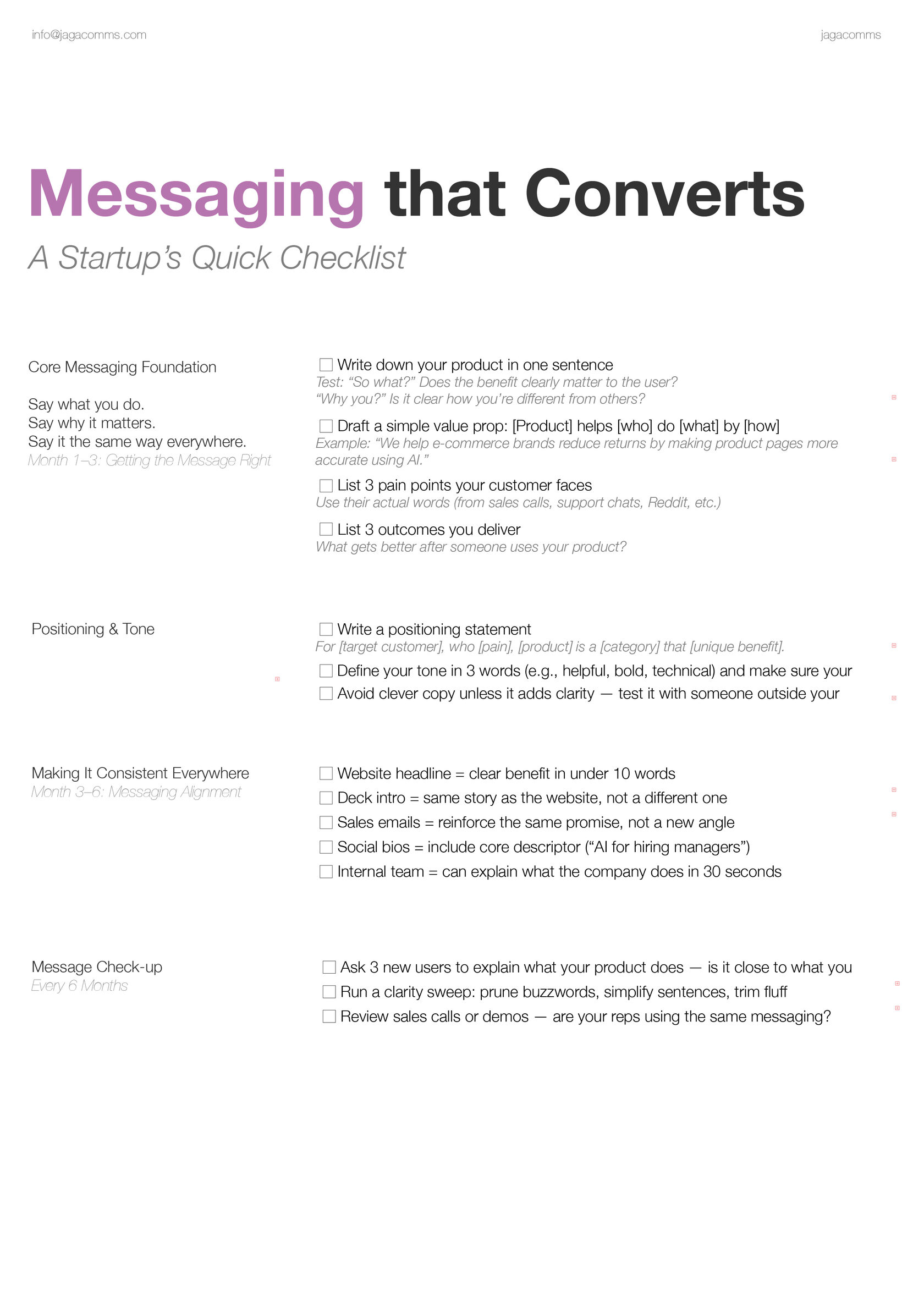 Startup Messaging Checklist: Build a Clear, Consistent Brand Message in ...